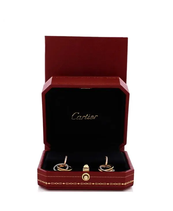 CARTIER Trinity Hoop Dangle Earrings 18k Tricolor With Diamonds