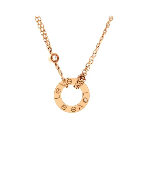 CARTIER 2 Diamonds Love Pendant Necklace 18k Rose Gold And Diamonds, 16.75 - Pink