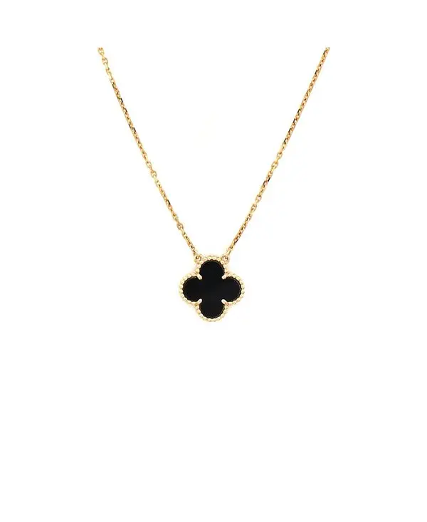 VAN CLEEF & ARPELS Vintage Alhambra Pendant Necklace 18k And Onyx, 16.25 - Gold