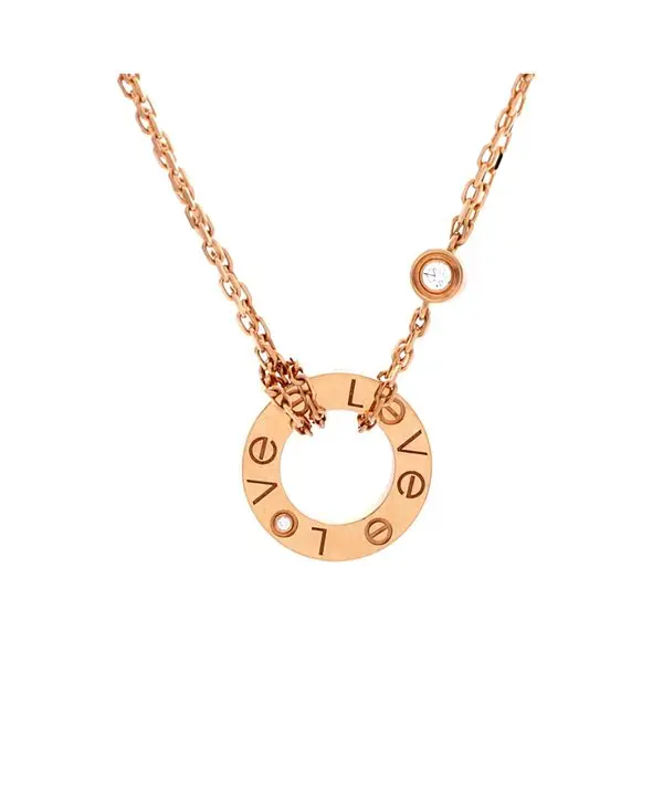 CARTIER 2 Diamonds Love Pendant Necklace 18k Rose Gold And Diamonds, 16 - Pink
