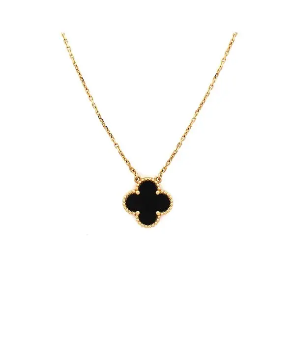 VAN CLEEF & ARPELS Vintage Alhambra Pendant Necklace 18k And Onyx, 16.5 - Gold