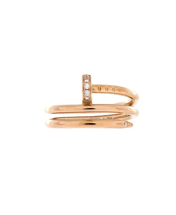 CARTIER Small Juste Un Clou Double Ring 18k Rose Gold And Diamonds - Pink