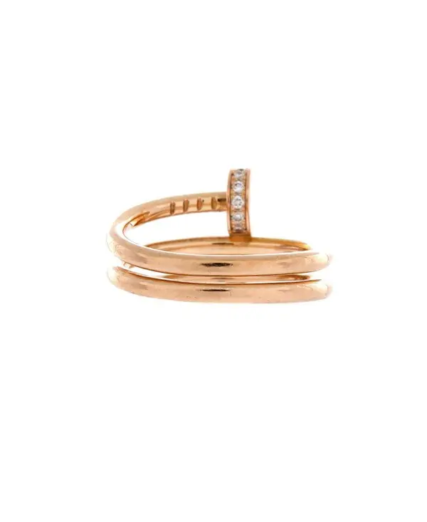 CARTIER Small Juste Un Clou Double Ring 18k Rose Gold And Diamonds