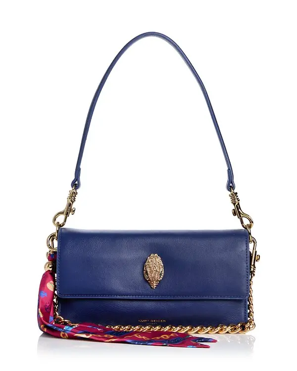 Kurt Geiger Sloane Soft Leather Shoulder Bag - Dark Blue