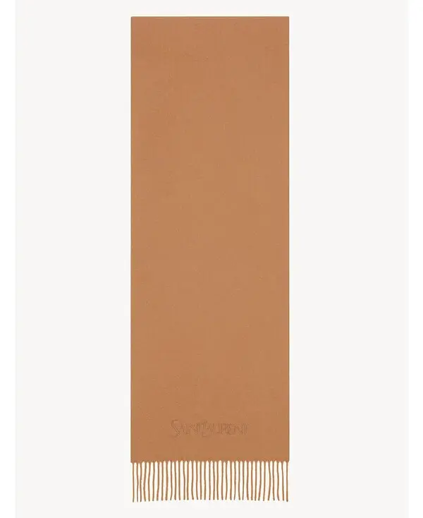 Saint Laurent Emboidered Scarf - Camel