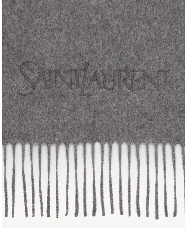 Saint Laurent Emboidered Scarf - Graphite