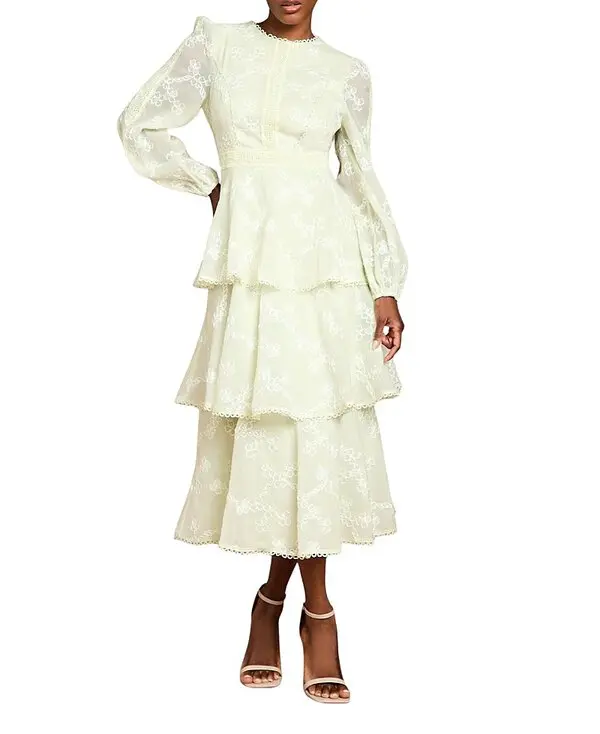 Coast Long Sleeve Lace Tiered Midi Dress