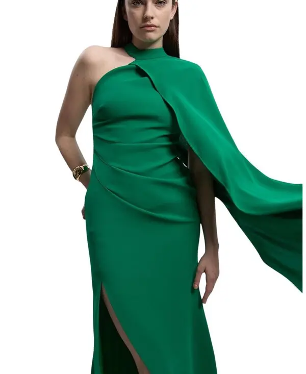 Karen Millen One Shoulder Cape Sleeve Maxi Dress