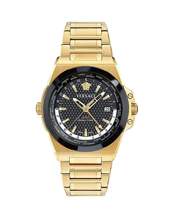 Versace Greca Reaction Gmt Bracelet Watch, 41mm