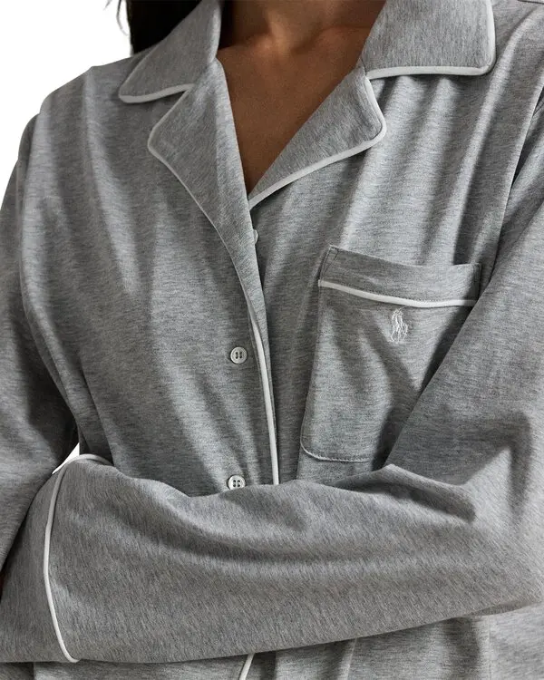 Polo Ralph Lauren Long Sleeve Long Pajama Set - Heather Grey