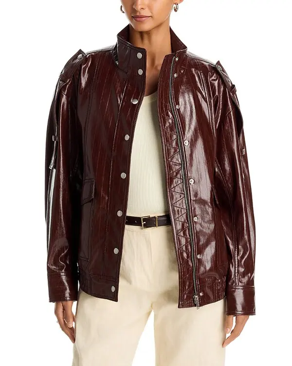 3.1 Phillip Lim Textured Faux Leather Bomber Jacket