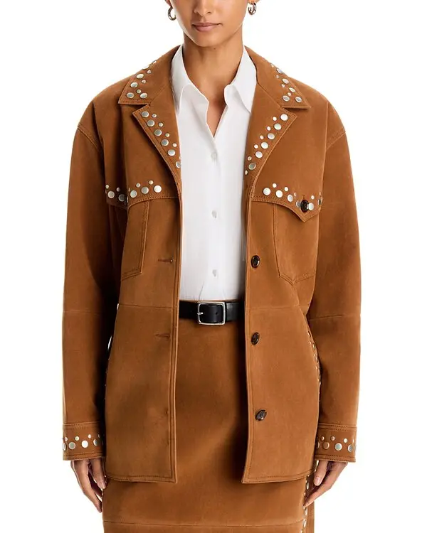 3.1 Phillip Lim Studded Faux Suede Western Jacket - Sable