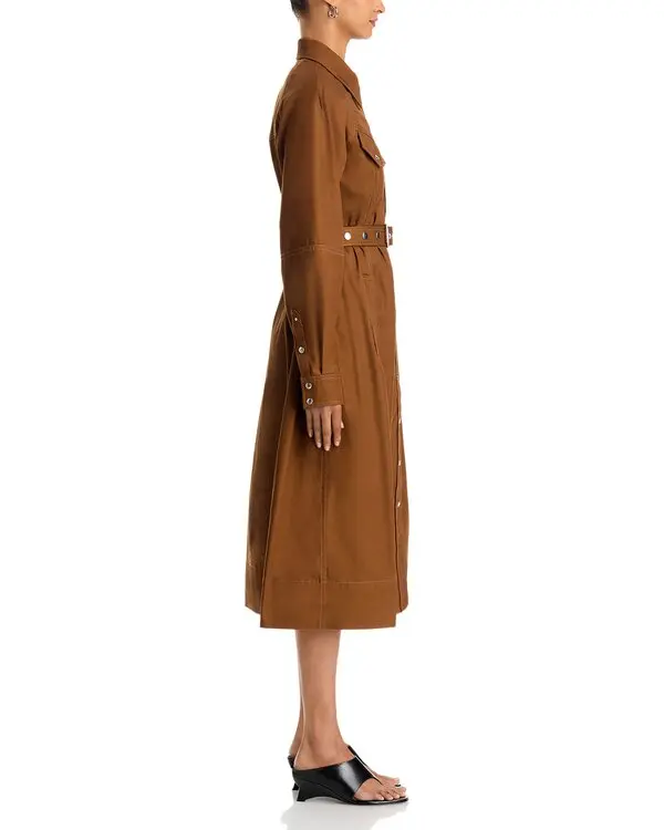 3.1 Phillip Lim Belted Utility Cotton Midi Shirt Dress