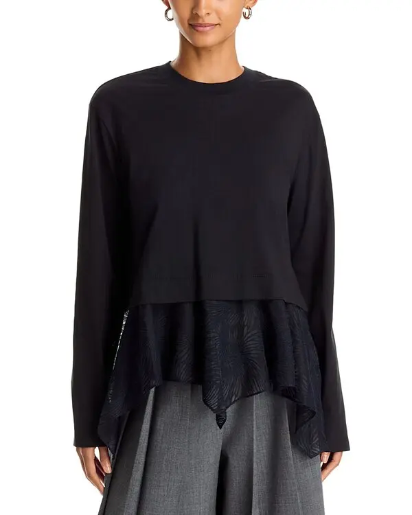 3.1 Phillip Lim Mixed Media Long Sleeve Tee