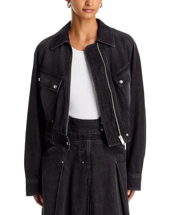 3.1 Phillip Lim Cropped Denim Bomber Jacket