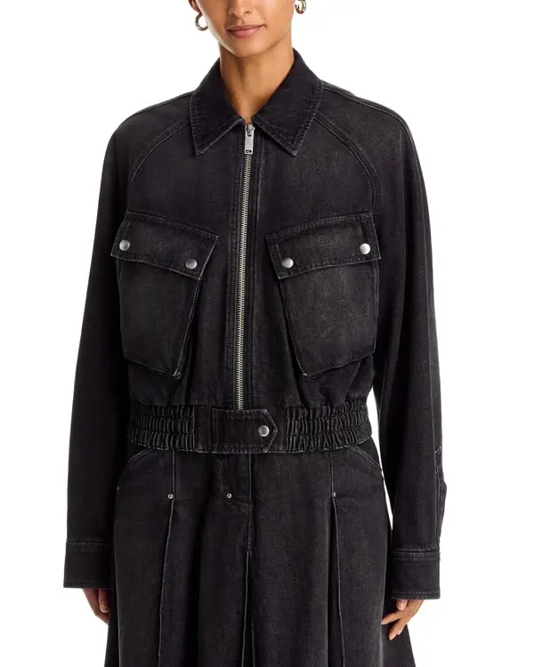 3.1 Phillip Lim Cropped Denim Bomber Jacket