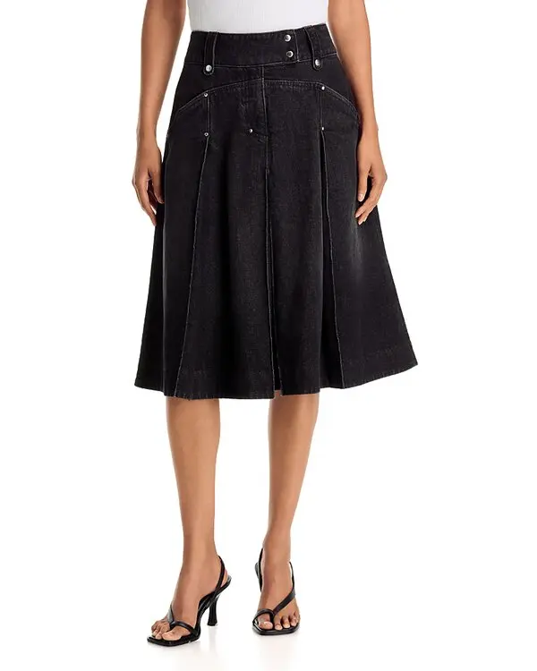 3.1 Phillip Lim Pleated Denim Midi Skirt