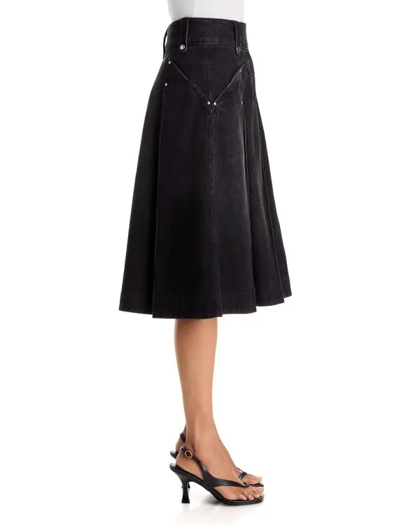3.1 Phillip Lim Pleated Denim Midi Skirt