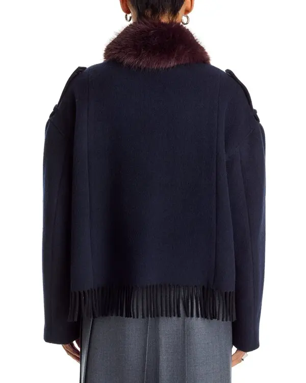 3.1 Phillip Lim Faux Fur Collar Scarf Hem Jacket