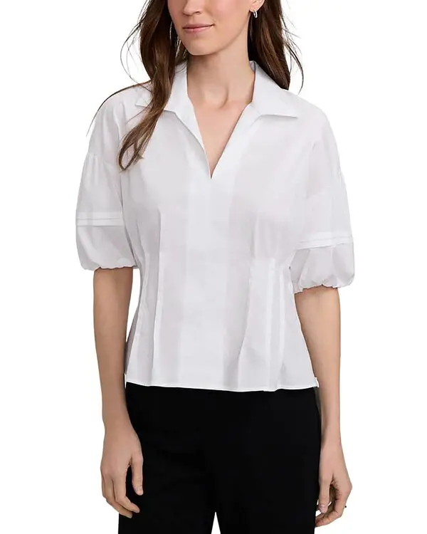 Foxcroft Lucia Puff Sleeve Top - White