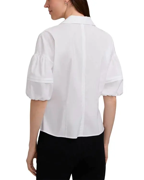 Foxcroft Lucia Puff Sleeve Top - White