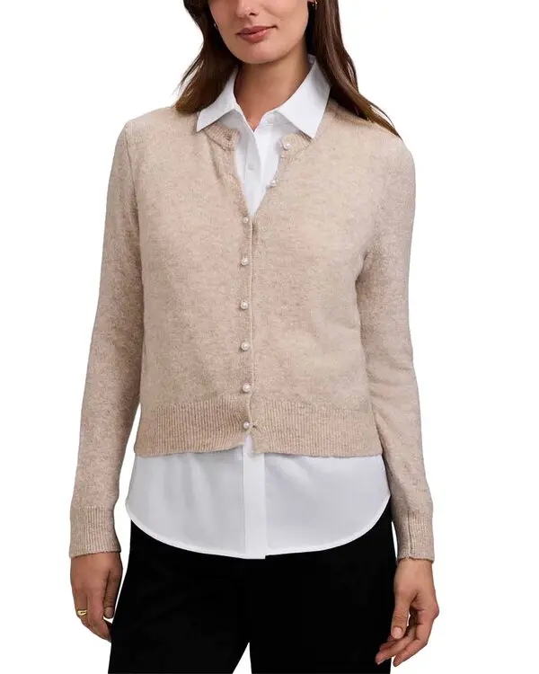 Foxcroft Mixed Media Sleeveless Top - White