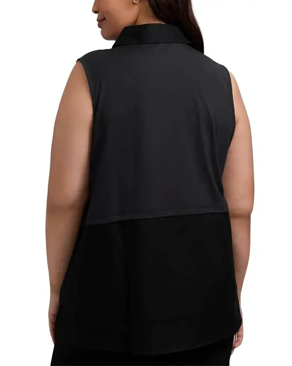 Foxcroft Chelsea Sleeveless Knit Woven Layer Tank Top - Black