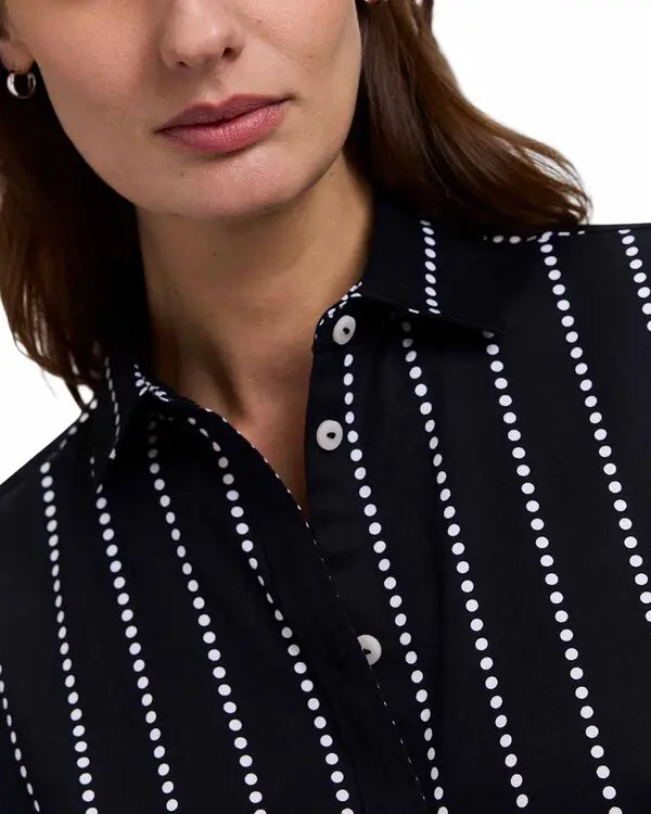 Foxcroft Black And White Striped Sateen Boyfriend Shirt