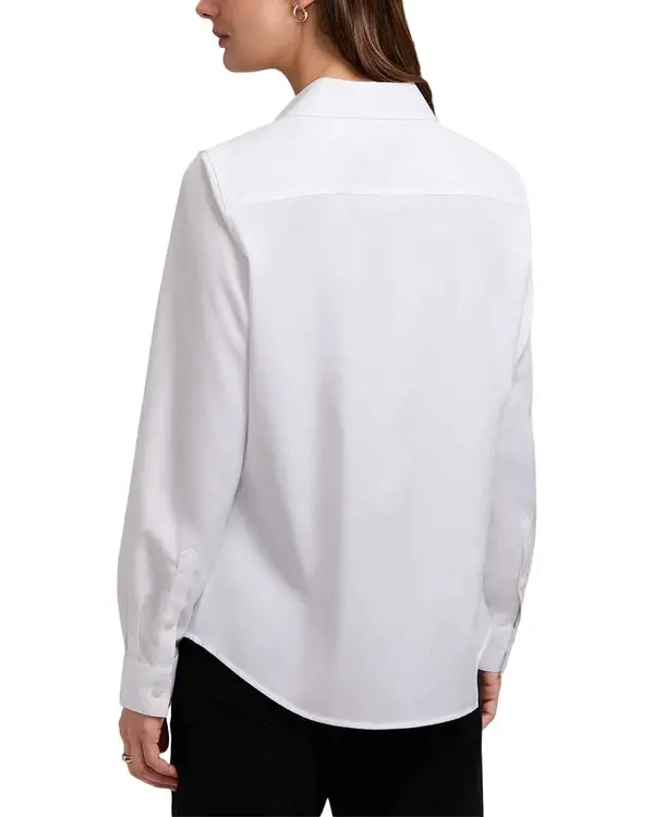 Foxcroft Hampton Embroidered Shirt - White/ Black