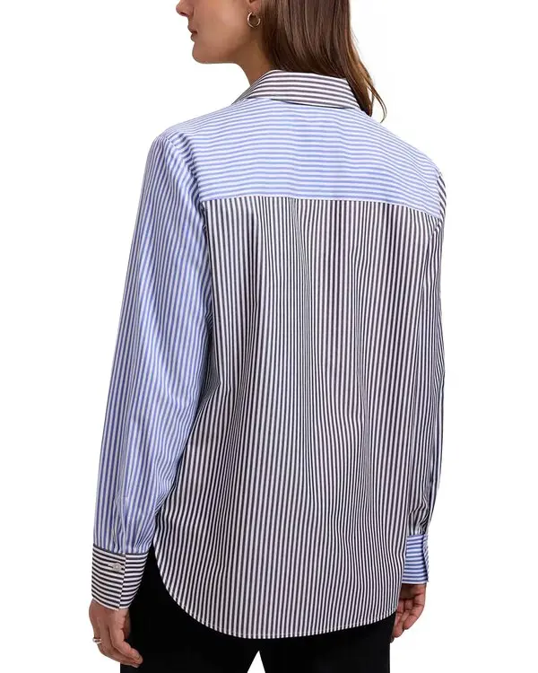 Foxcroft Meghan Colorblocked Striped Shirt