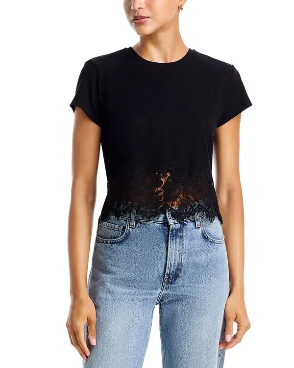 Generation Love Paige Rib Lace Combo Tee - Black