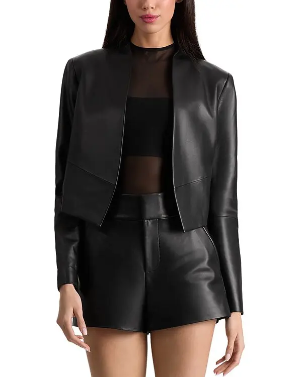 Alice + Olivia New Harvey Leather Open Front Jacket