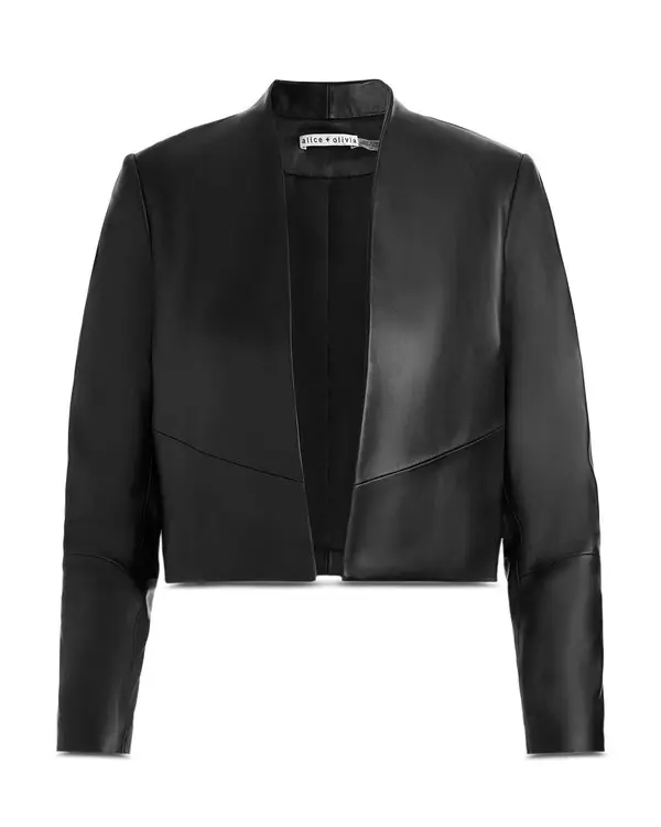 Alice + Olivia New Harvey Leather Open Front Jacket