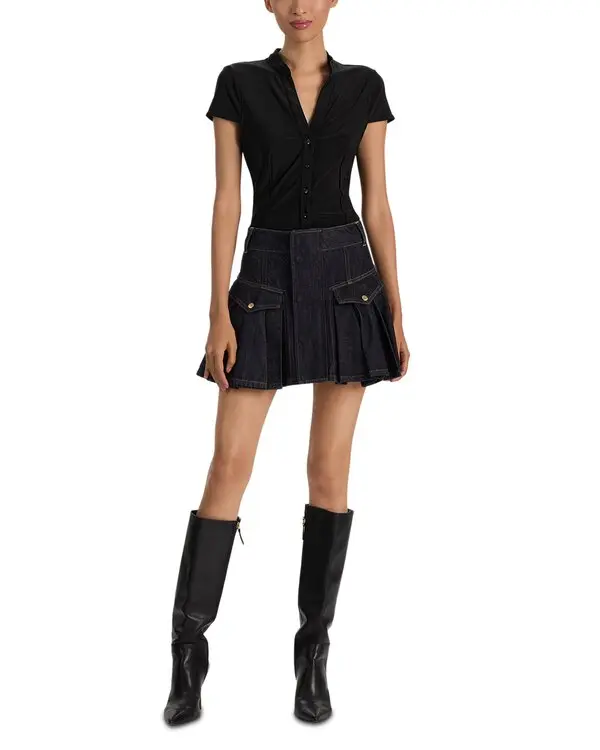 Alice + Olivia Trinity Denim Mini Skirt
