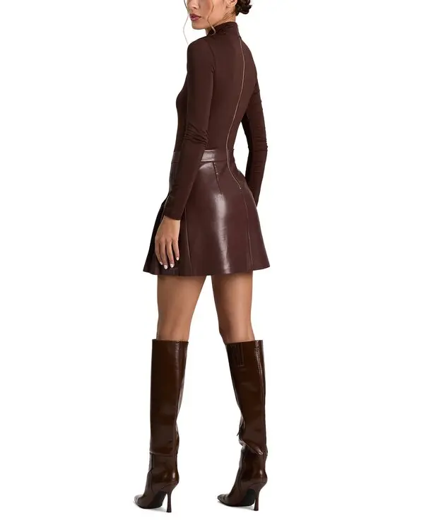 Alice + Olivia Chara Long Sleeve Mock Neck Mini Dress