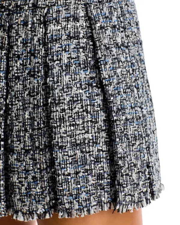 Alice + Olivia Emilie Frayed Box Pleat Mini Skirt