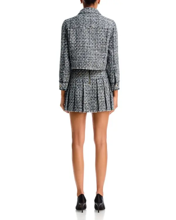 Alice + Olivia Emilie Frayed Box Pleat Mini Skirt