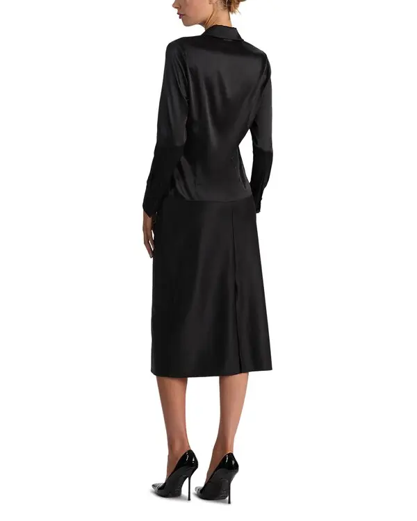 Alice + Olivia Willa 70s Collar Placket Top - Black