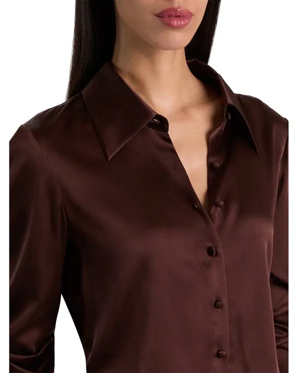 Alice + Olivia Willa 70s Collar Placket Top