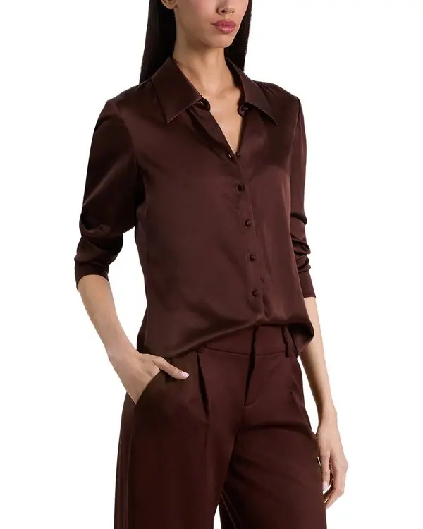 Alice + Olivia Willa 70s Collar Placket Top