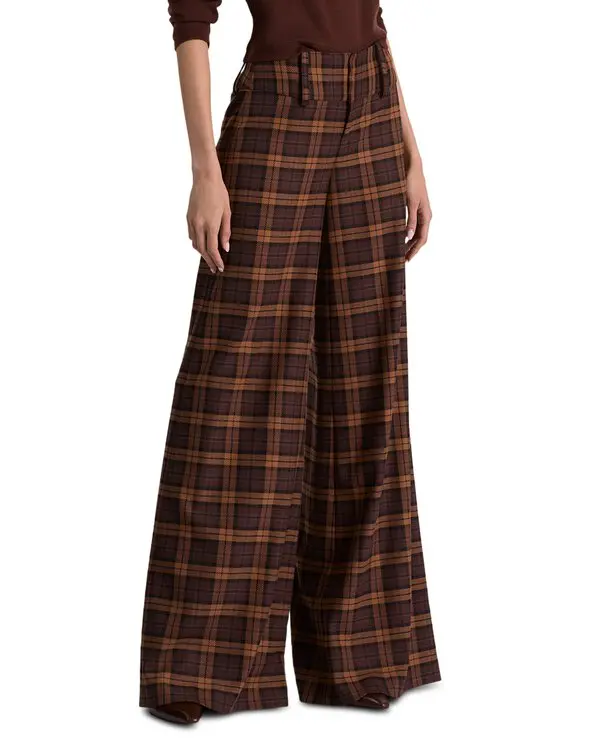 Alice + Olivia Olivia Low Rise Wide Leg Flare Pants - Dark Chocolate/camel