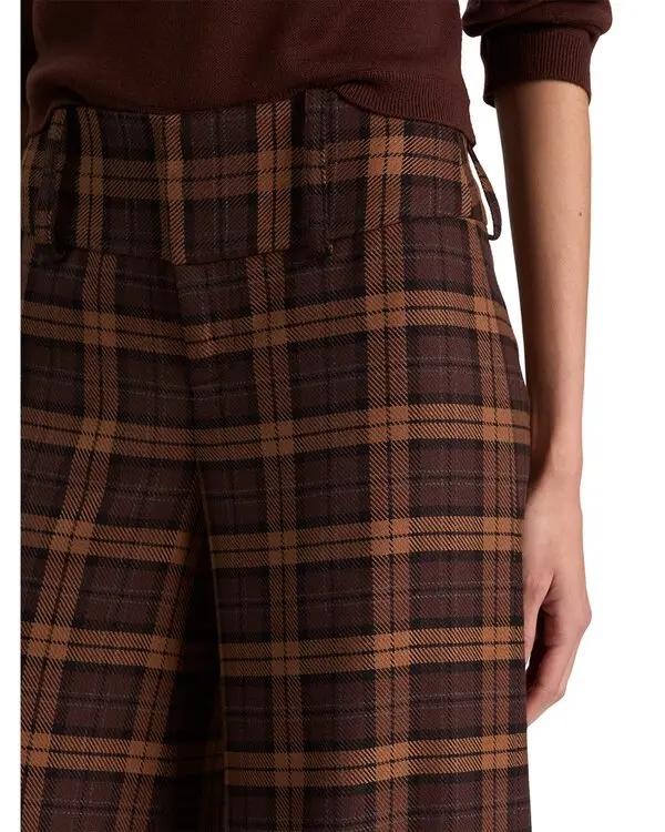 Alice + Olivia Olivia Low Rise Wide Leg Flare Pants - Dark Chocolate/camel