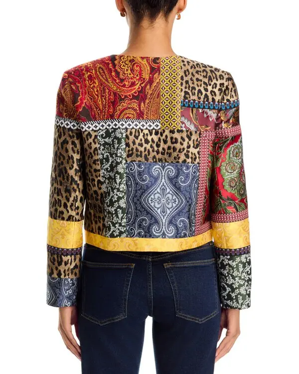Alice + Olivia Kidman Mixed Media Collarless Jacket