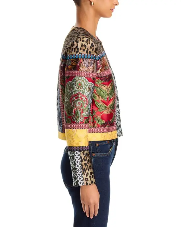 Alice + Olivia Kidman Mixed Media Collarless Jacket