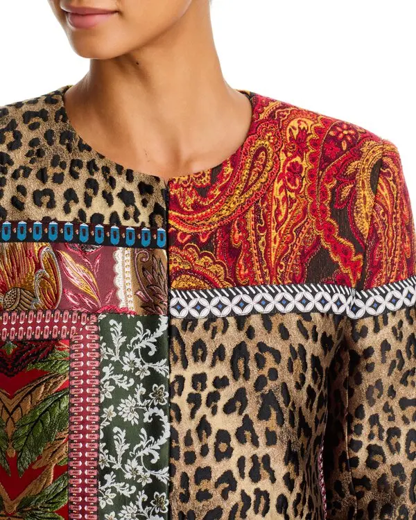 Alice + Olivia Kidman Mixed Media Collarless Jacket