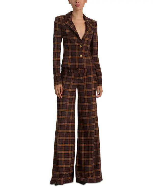 Alice + Olivia Macey Shrunken Blazer - Dark Chocolate/camel