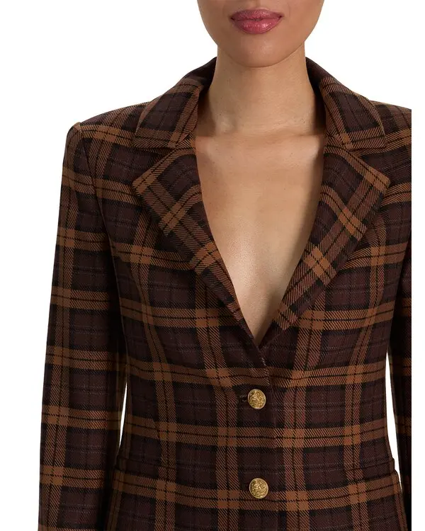 Alice + Olivia Macey Shrunken Blazer - Dark Chocolate/camel