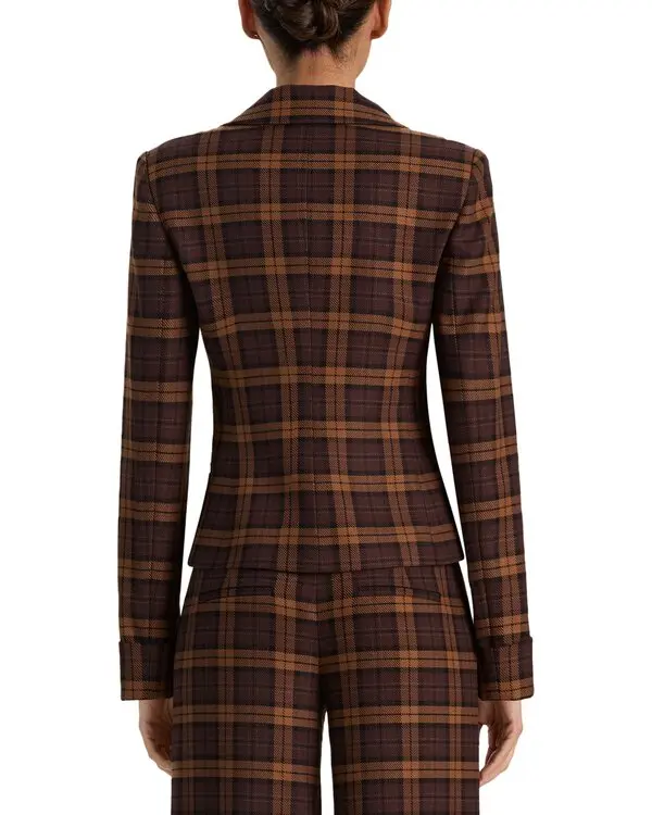 Alice + Olivia Macey Shrunken Blazer - Dark Chocolate/camel