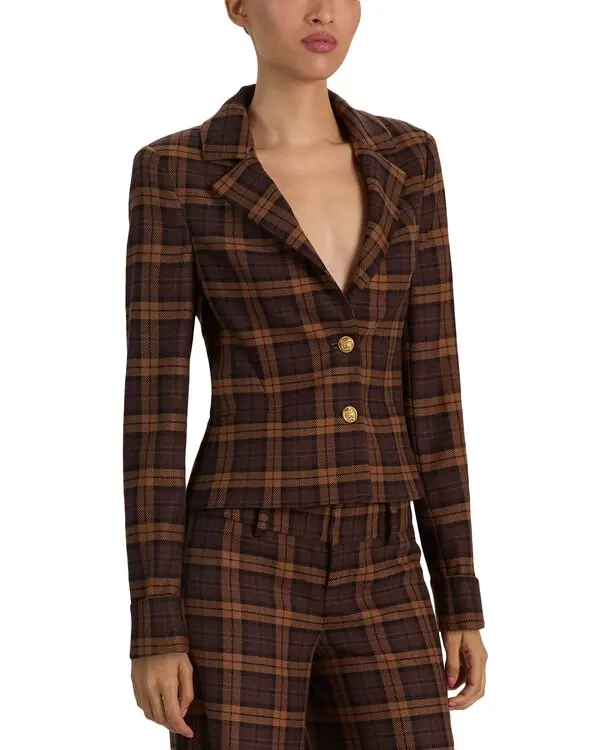 Alice + Olivia Macey Shrunken Blazer - Dark Chocolate/camel