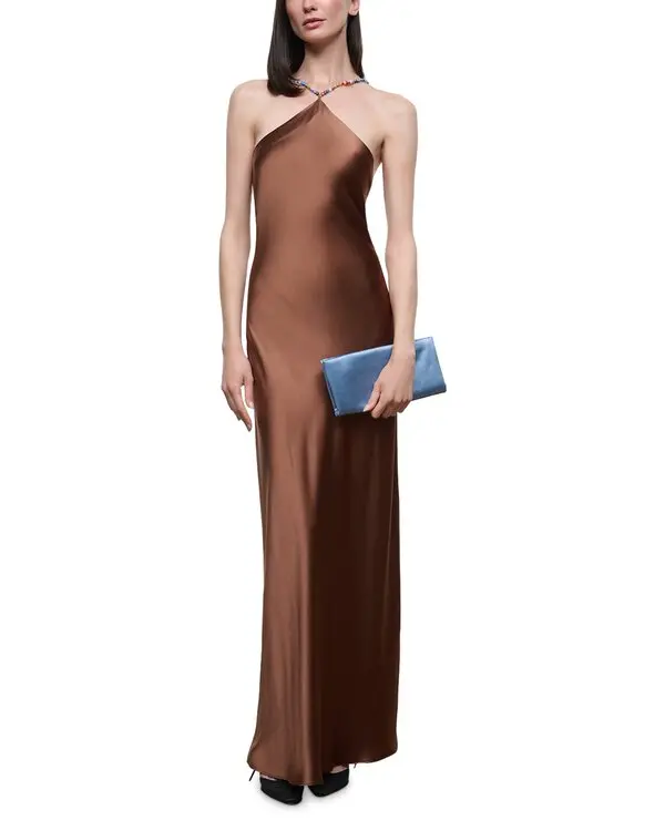 Staud Cadence Satin Halter Maxi Dress